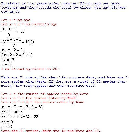 Freemathtutoring Algebra Word Problems Answers Part Of The Official 